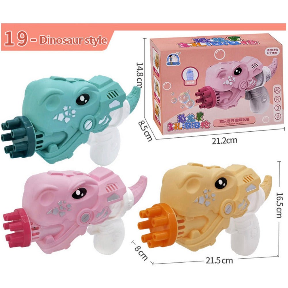 Dinosaur Bubble Gun with 7 Holes Dino Style - ToyTime| ToyTime